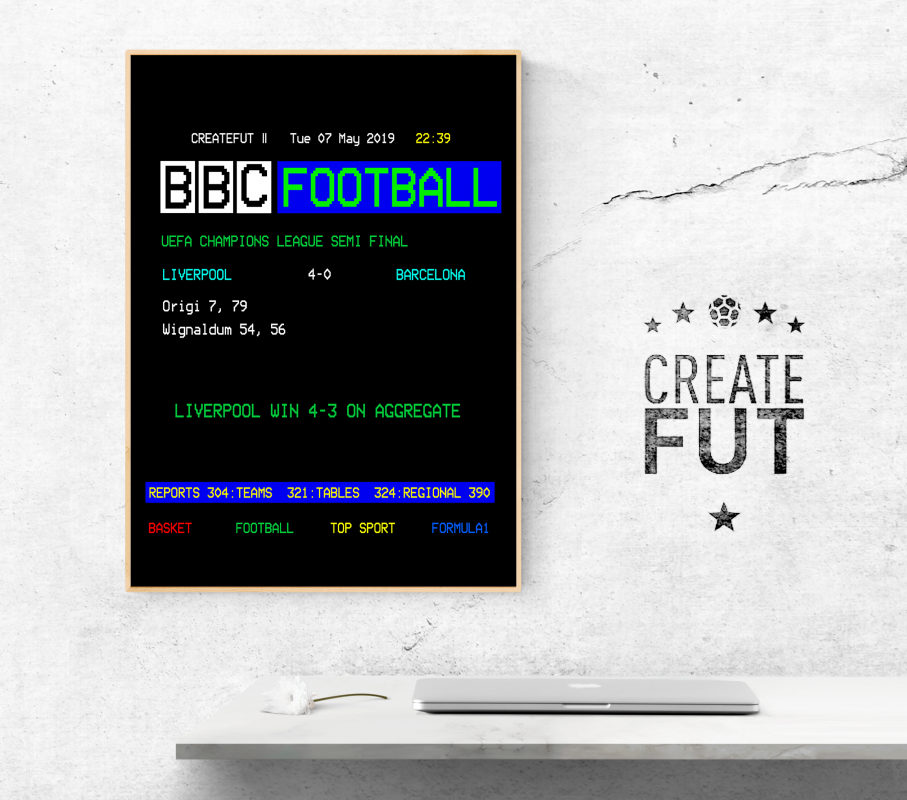Choose any match from history, or create your own Teletext game ...
